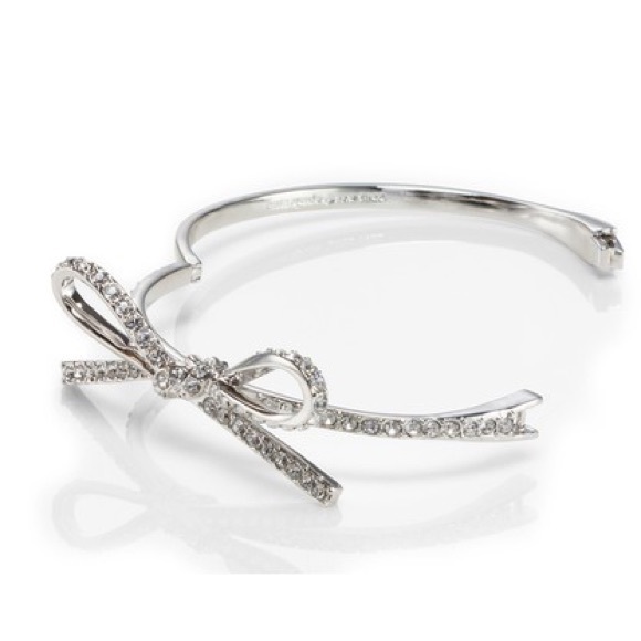 kate spade | Jewelry | Kate Spade Silver Skinny Pave Bow Bracelet ...